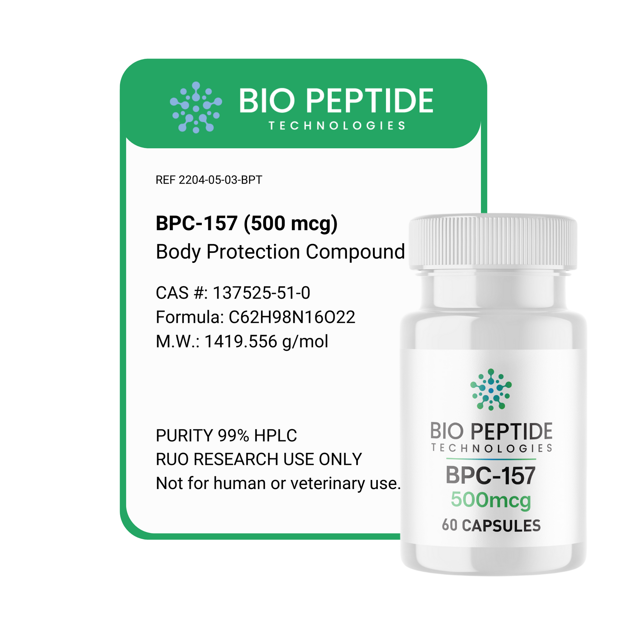 Oral BPC-157 500 mcg 60 Capsules — Biopeptitech